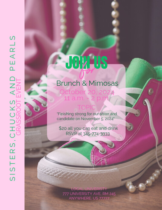 Joyful Pink And Green Chucks And Pearls Flyer (us Letter) Template ...