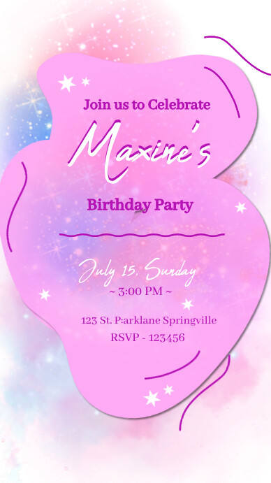 Joyful Pink Birthday Invitation Digital Displ Template | PosterMyWall