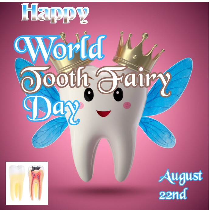 Joyful Pink Fairy Teeth With Crown World Toot Template | PosterMyWall