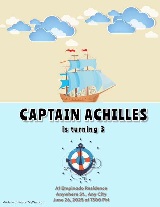 joyful pirate captain birthday flyer Template | PosterMyWall