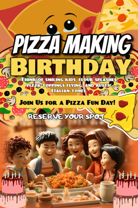 Joyful Pizza Making Birthday Poster Template | PosterMyWall