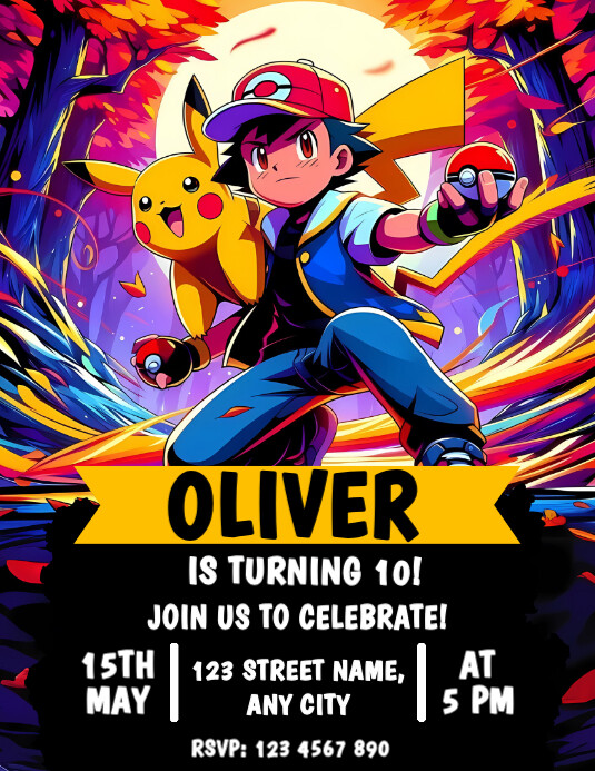 Copy of Joyful Pokemon Birthday Invitation Flyer (us Letter) | PosterMyWall