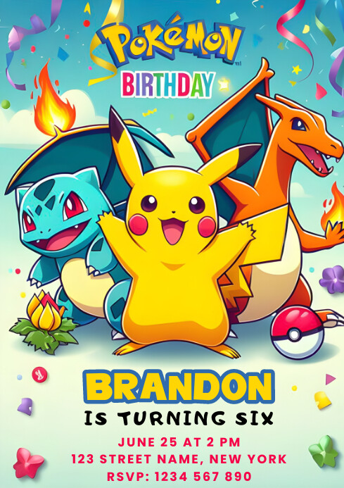 Copy of Joyful Pokemon Kids Birthday A4 | PosterMyWall