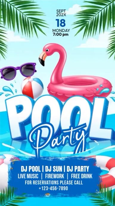 Joyful Pool Party instagram reel Template | PosterMyWall