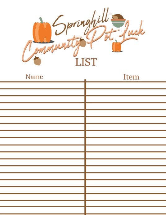 Copy of Joyful Potluck List Springhill Flyer (us Letter) | PosterMyWall