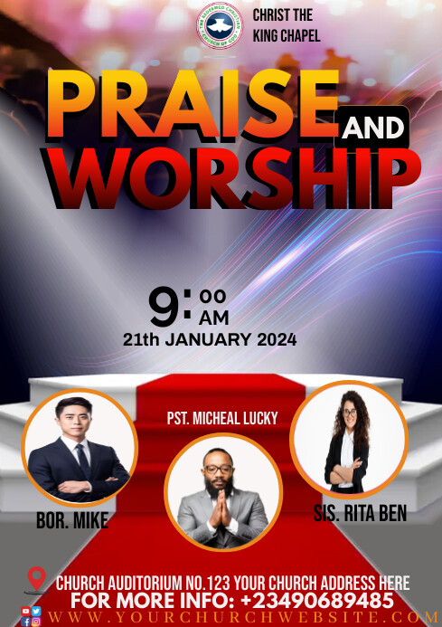 Joyful Praise And Worship A4 Template | PosterMyWall