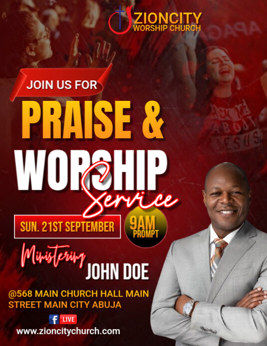 Copy of Joyful Praise And Worship Sunday Service Flyer (us Letter ...