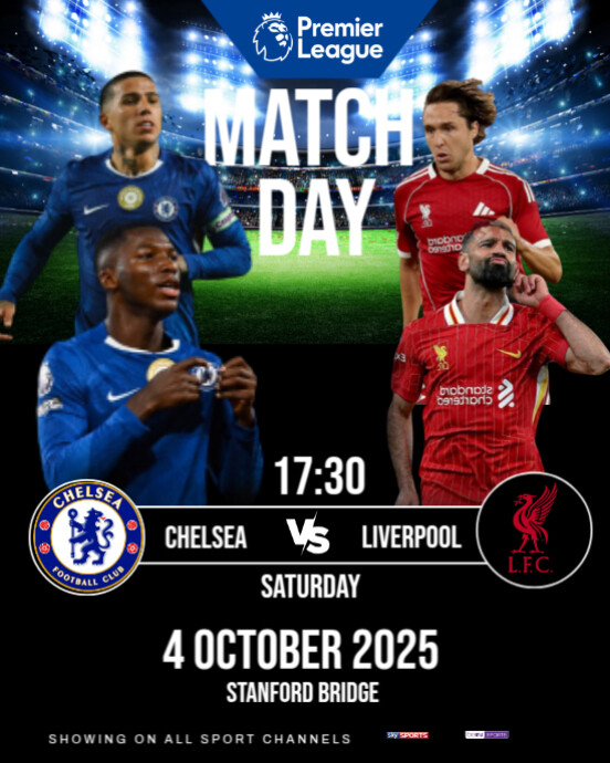 Plantilla de Joyful Premier League Chelsea Vs Liverpool Instagram ...