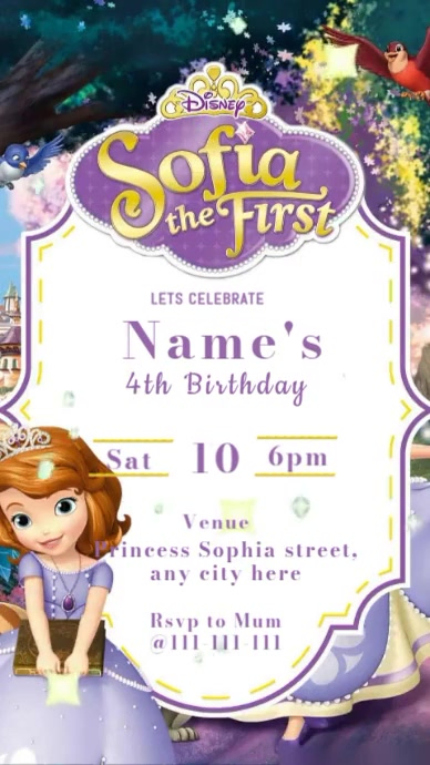 Joyful Princess Birthday Invitation Digital Template Digital Display (9 ...