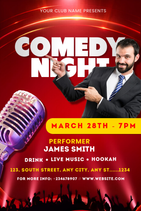 Joyful Professional Comedy Night Template Poster | PosterMyWall