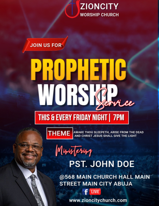 Copy of Joyful Prophetic Worship Service Flyer (us Letter) | PosterMyWall