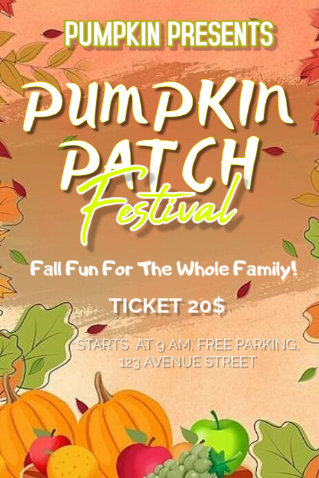 Plantilla de Joyful Pumpkin Patch Festival Poster | PosterMyWall