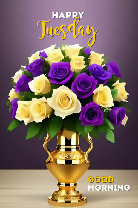 Joyful Purple Background Pastel Happy Tuesday Poster Template ...