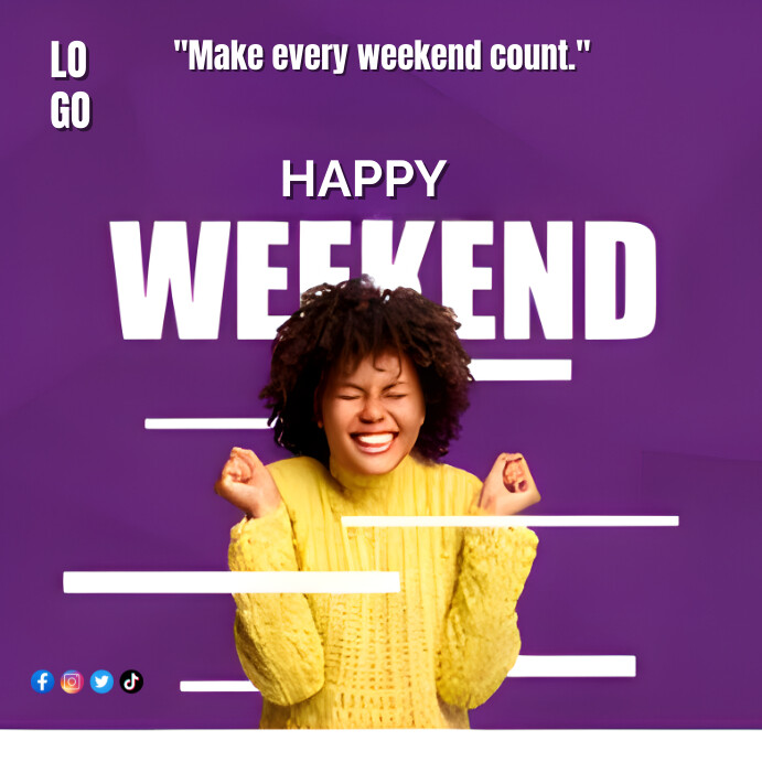 Joyful Purple Background Pastel Happy Weekend Template | PosterMyWall