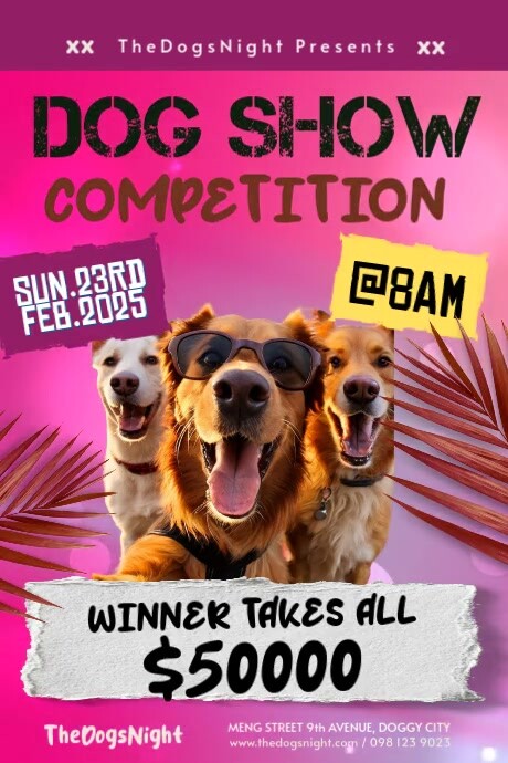 Joyful Purple Dogshow Poster Template | PosterMyWall