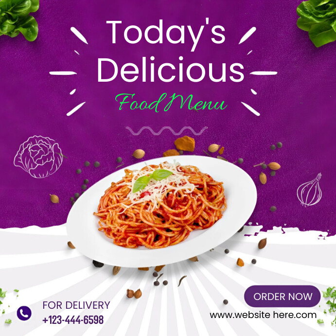 Copy of Joyful Purple Food Menu Flyer Square (1:1) | PosterMyWall