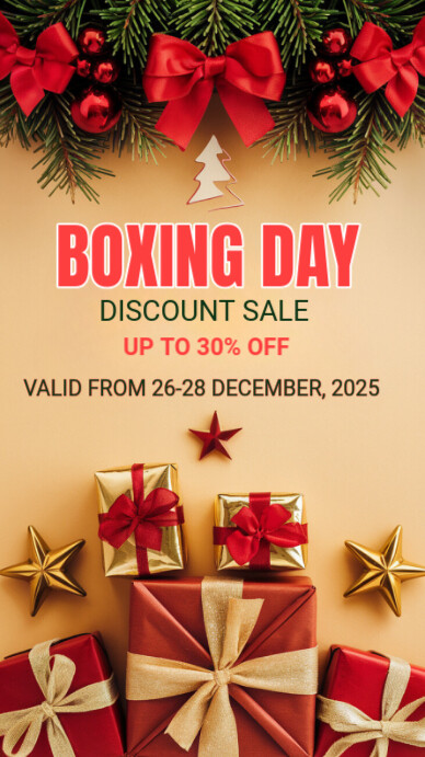 Copy of Joyful Red And Golden Gift Box Boxing Day Discount & End Of The ...