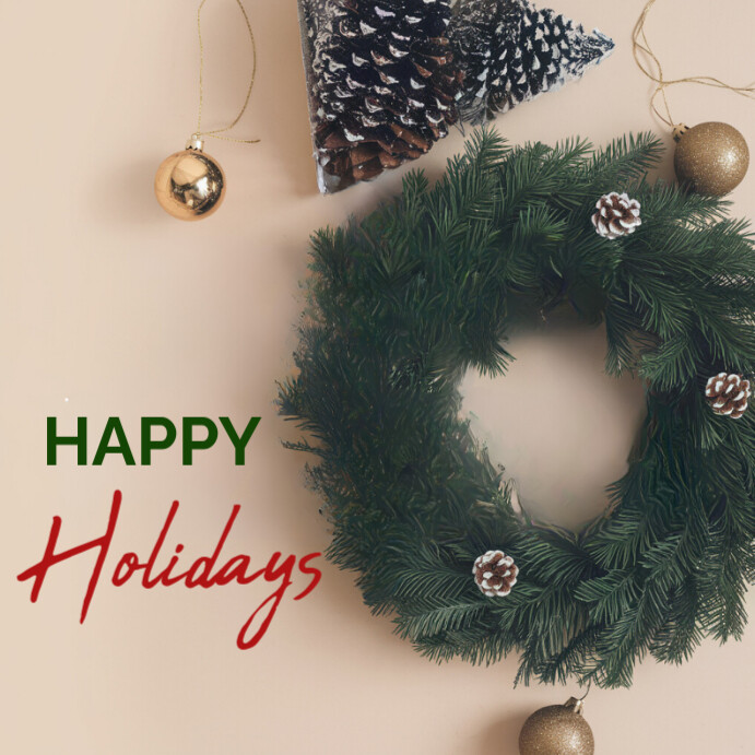 Joyful Red And Green Vintage Happy Holidays Greeting Template Design ...