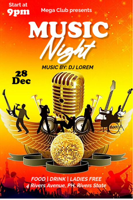 Copy of Joyful red and yellow Music Concert A3 Poster | PosterMyWall