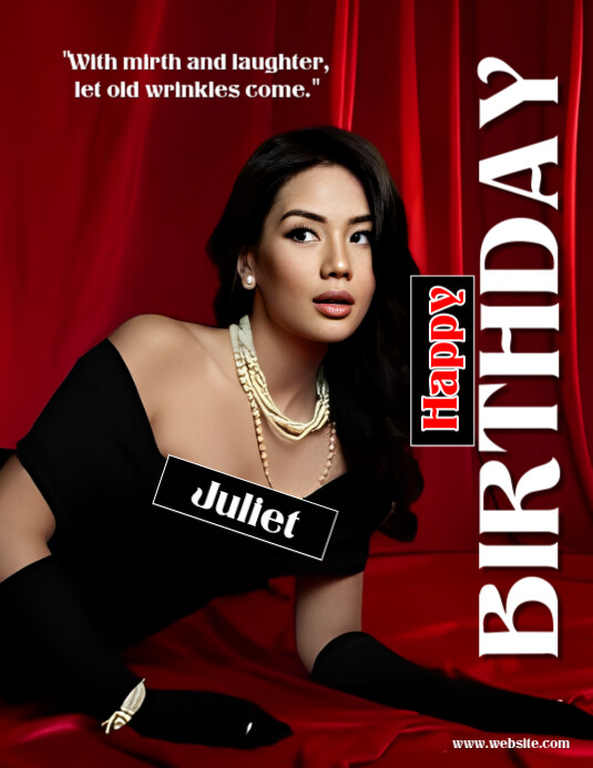 Joyful Red Background Pastel Happy Birthday Flyer (us Letter) Templat ...