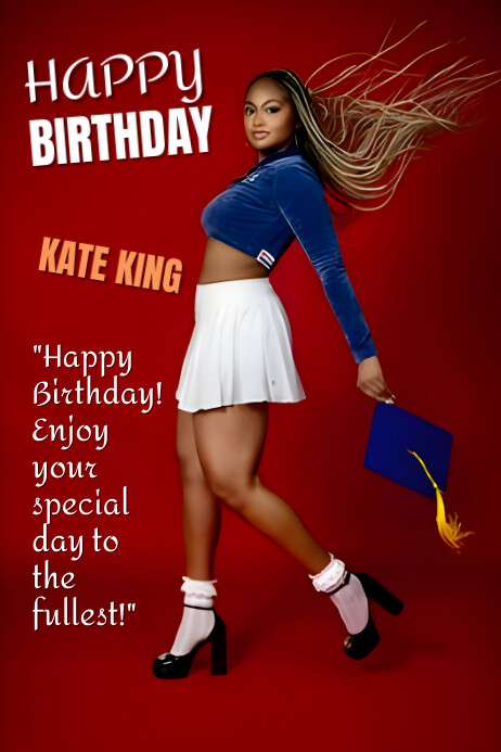 Joyful Red Background Pastel Happy Birthday Template | PosterMyWall