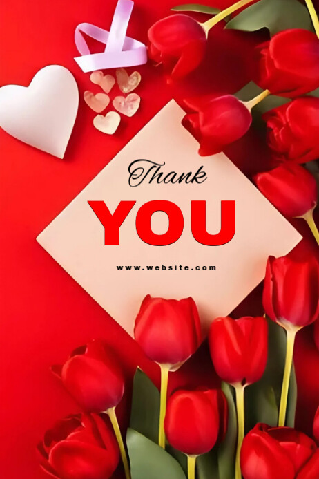 Joyful Red Background Pastel Thank You Poster Template | PosterMyWall
