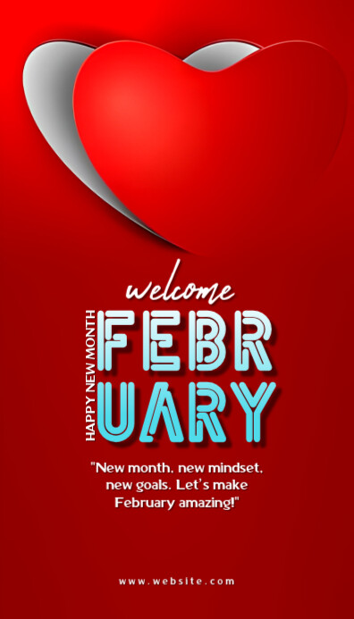 Copy of Joyful Red Background Pastel Welcome February Business Card ...