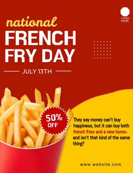 Joyful Red National French Fry Day Flyer (us Letter) Template ...