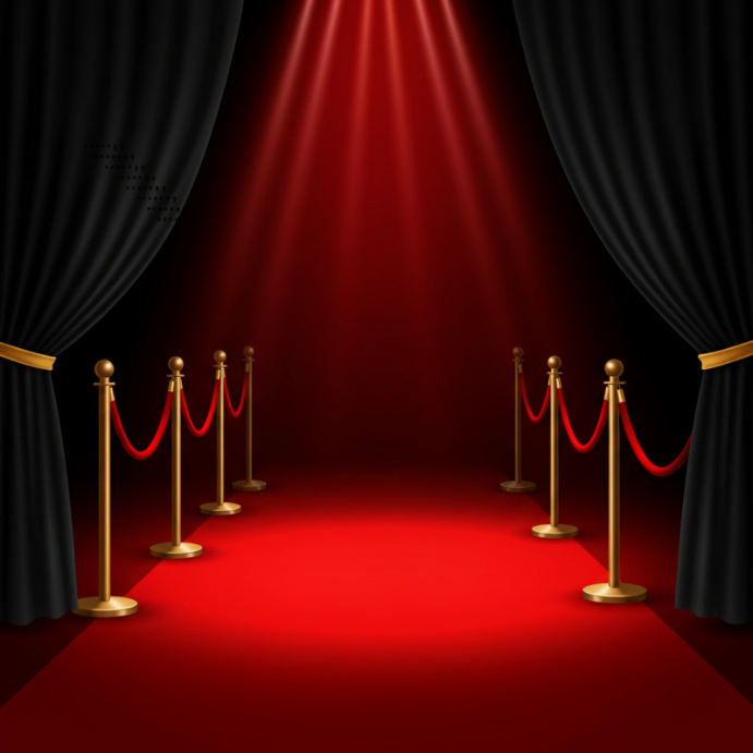Joyful Red Spotlight On Red Carpet With Black Curtains Instagram Post Template | PosterMyWall