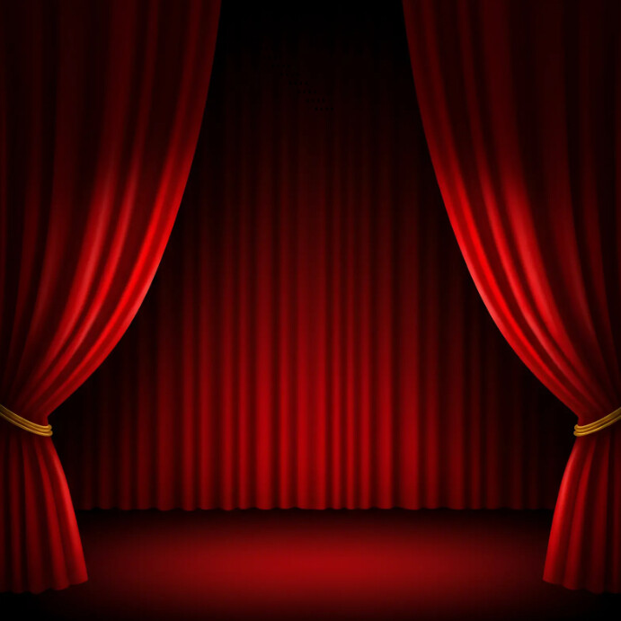 Joyful Red Stage Curtain Background Instagram Post Template | PosterMyWall