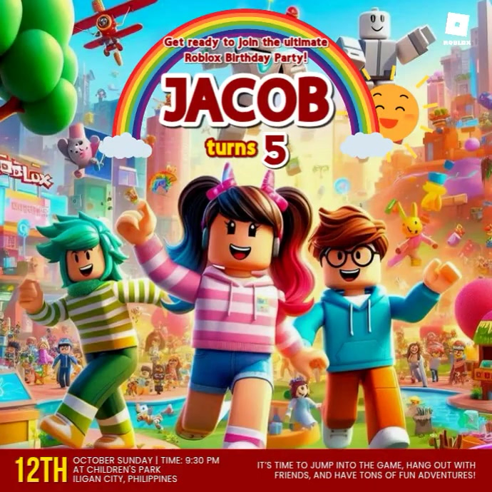 Joyful Roblox Birthday Celebration Instagram Post Template | PosterMyWall