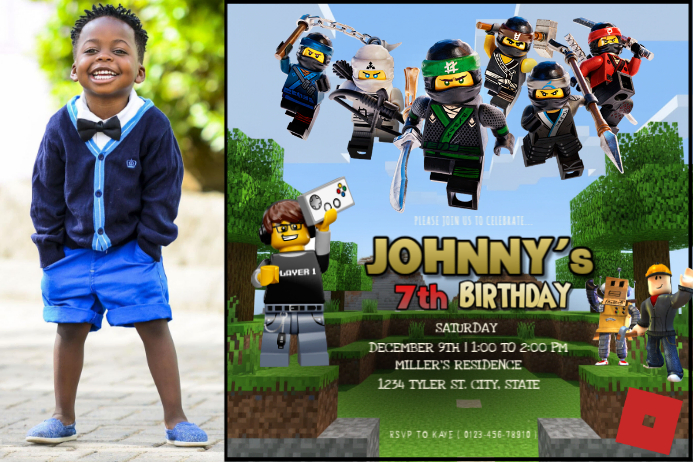 Copy of Joyful Roblox Birthday Invitation Banner 4' × 6' | PosterMyWall