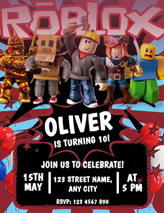 Copy of Joyful Roblox Birthday Invitation Flyer (us Letter) | PosterMyWall