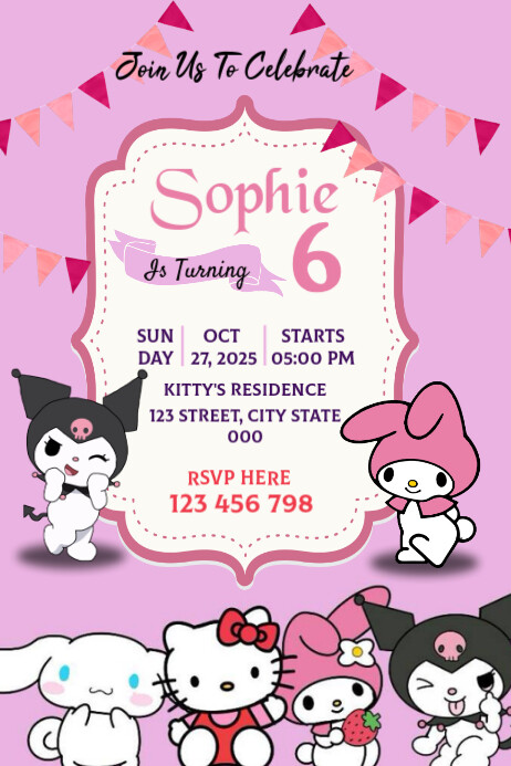 Copy of Joyful Sanrio Birthday Poster | PosterMyWall