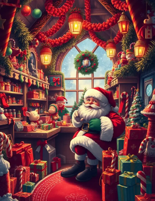 Joyful Santa's Gift Workshop Background Template Flyer (us Letter ...