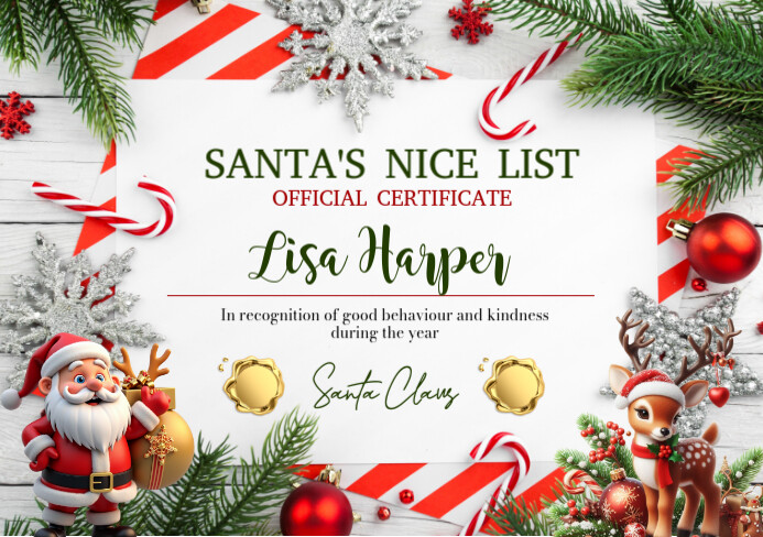 Joyful Santa Nice List A5 Template | PosterMyWall