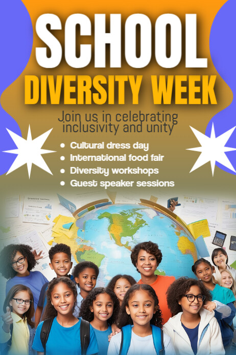 Plantilla de Joyful School Diversity Week Poster | PosterMyWall