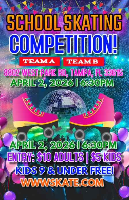 Joyful School Skating Competition Tabloid Template | PosterMyWall