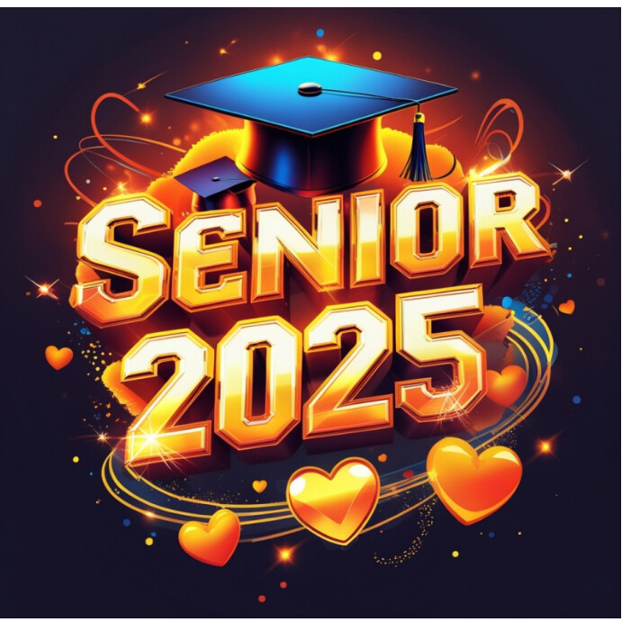 Joyful Senior 2025 Graduation Poster Orange And Gold Theme Bold Cap And ...