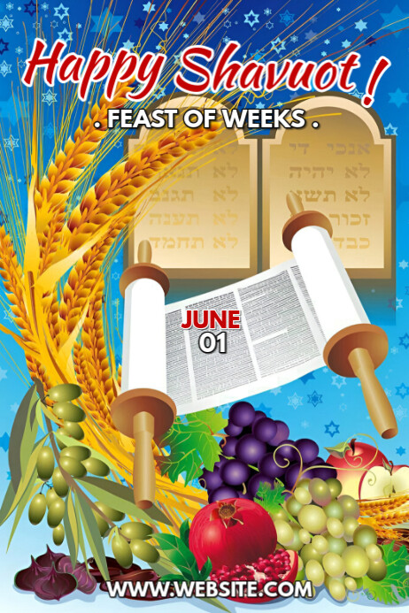 Joyful Shavuot/ Feast Of Weeks Poster templaat | PosterMyWall