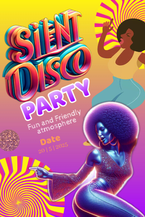 Joyful Silent Disco Party Graphics Poster Template | PosterMyWall