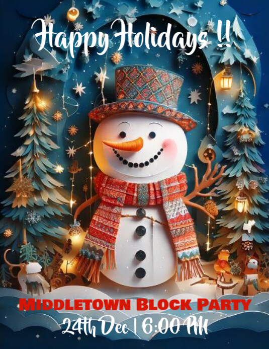 Joyful Snowman White Christmas Holiday Party Invite(us Letter) Template ...