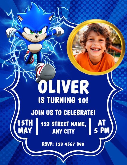 Joyful Sonic Birthday Invitation Flyer (us Letter) Template | PosterMyWall