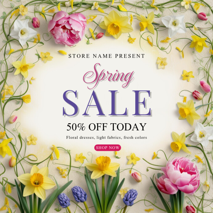 Joyful Spring Sale Instagram Post Template | PosterMyWall