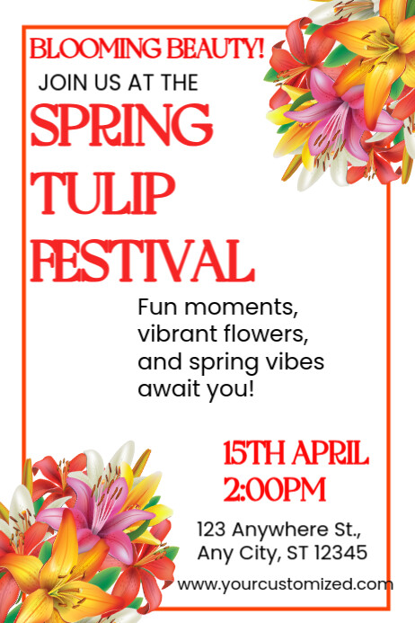 Joyful Sprning Tulip Festival Poster Template | PosterMyWall