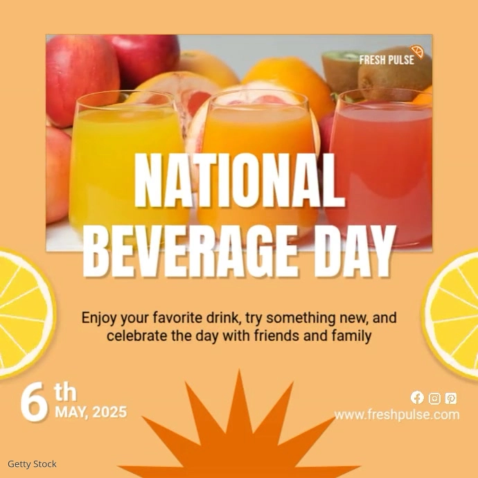 Joyful Square Video National Beverage Day Template | PosterMyWall