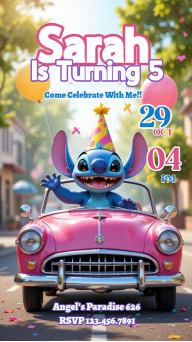 Joyful Stitch Birthday Invitations Instagram Story Template | PosterMyWall