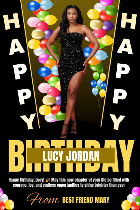 Joyful Stylish Birthday Poster Template | PosterMyWall