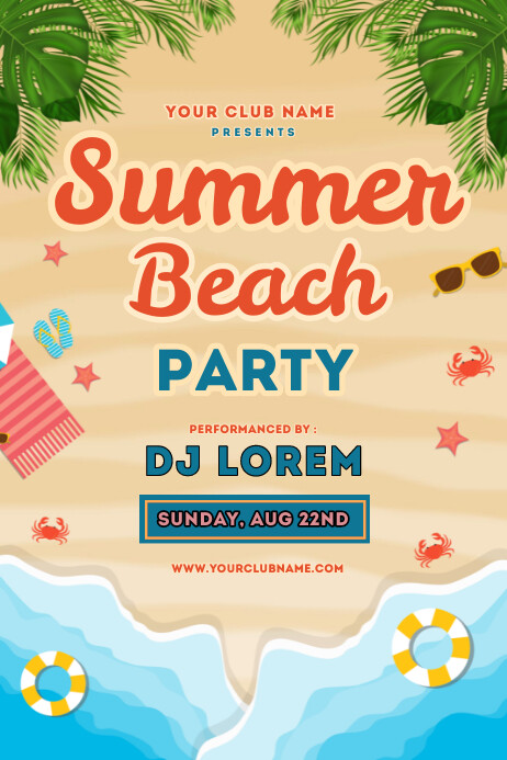 Joyful Summer Beach Party Poster Template | PosterMyWall