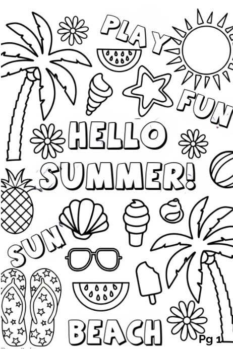 Joyful Summer Coloring Page Poster Template | PosterMyWall